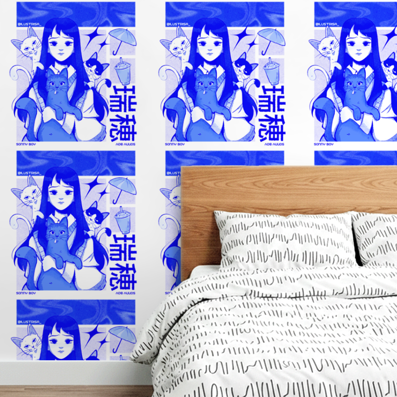 Papel de parede Mizuho Sonny boy - Anime Fanart Azul de Ilustrisa - Colab55