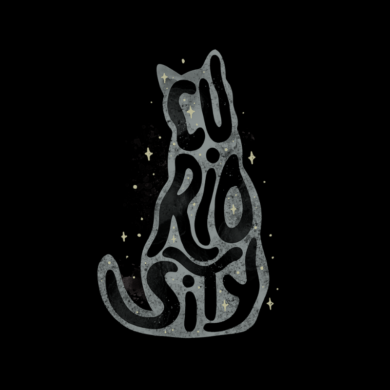 Adesivo Curiosity Cat Typography de Tobias Fonseca - Colab55