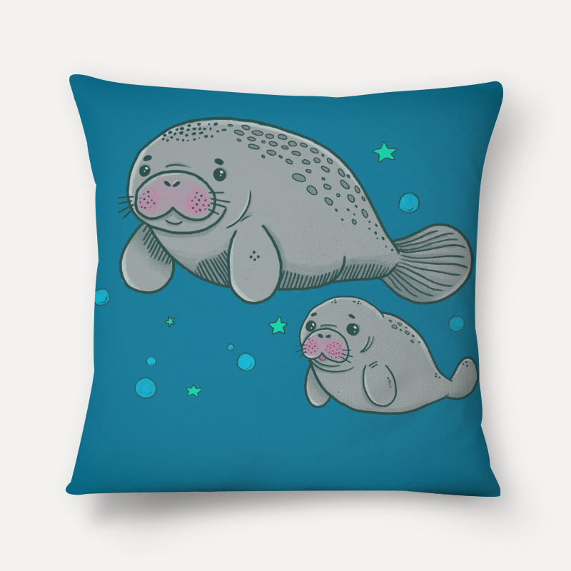 Almofada Peixe Boi - Coleçãp Fauna Fofa de Millartsy - Colab55