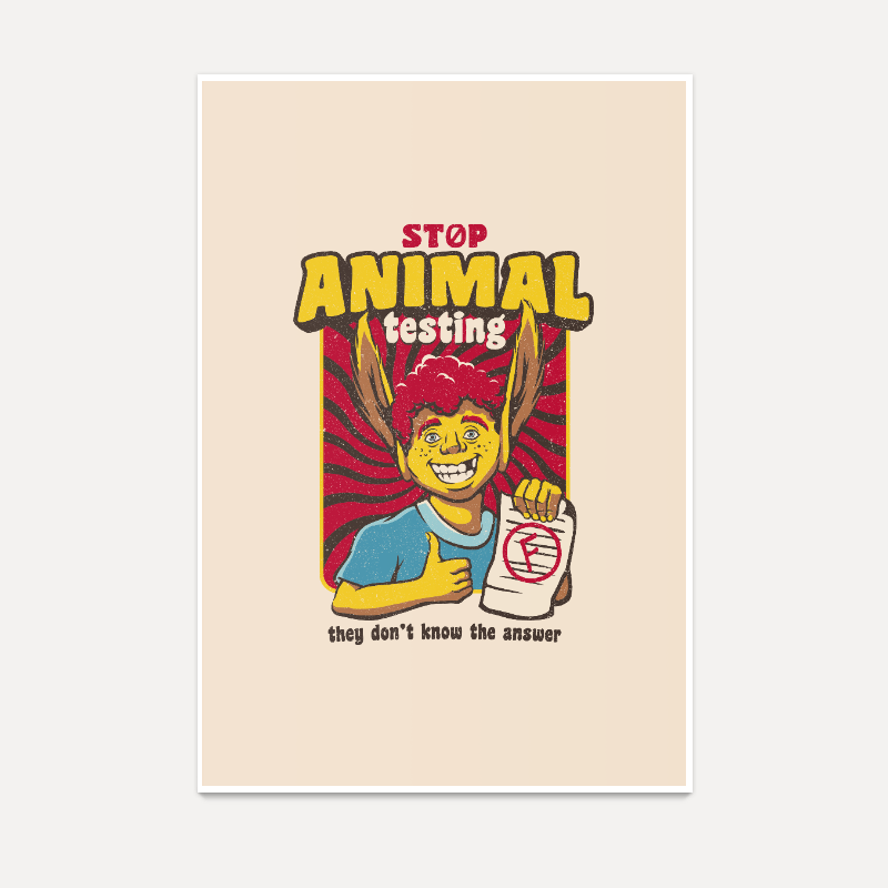 Poster Stop Animal Testing Vintage Back to School de Tobias Fonseca ...